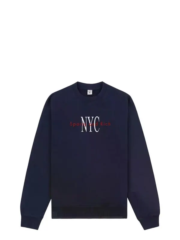 SPORTY & RICH Embroidered Cotton Sweatshirt - Blue