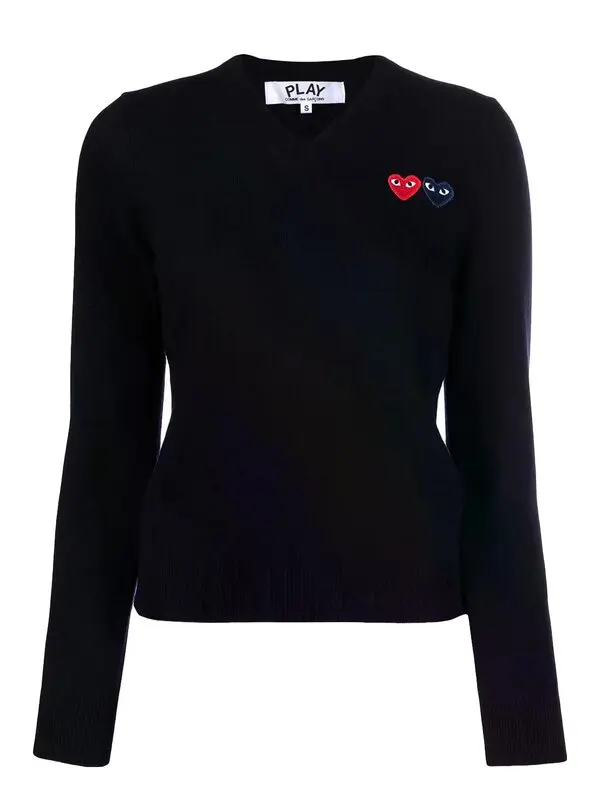 Play Comme Des Garcon Double Heart Motif Jumper - Blue