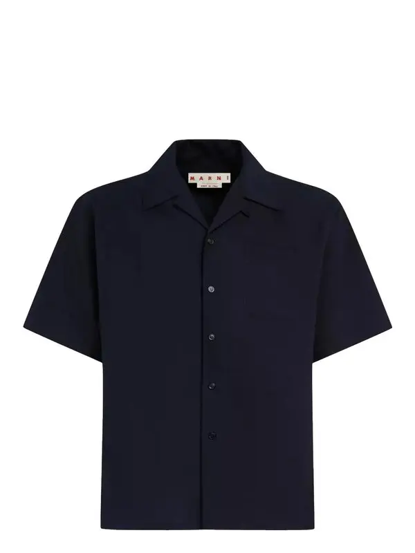 Marni Camp-collar Virgin Wool Shirt - Blue