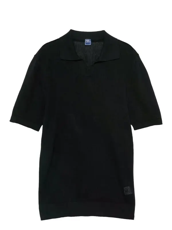 Fedeli Ribbed Polo Shirt - Blue