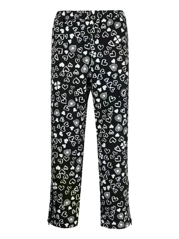 Comme Des Garçons Heart-print Cropped Trousers - Black
