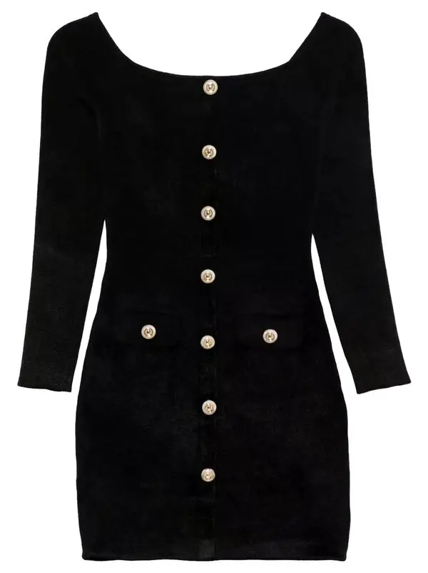 SELF-PORTRAIT Chenille Knit Mini Dress - Black