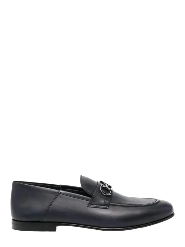 FERRAGAMO Gancini Leather Loafers - Blue