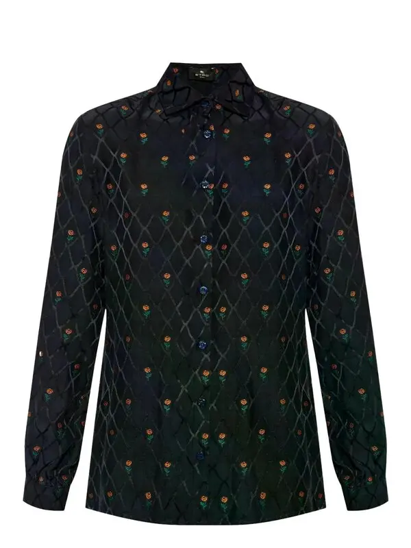 Etro Floral Diamond Grid Shirt - Blue