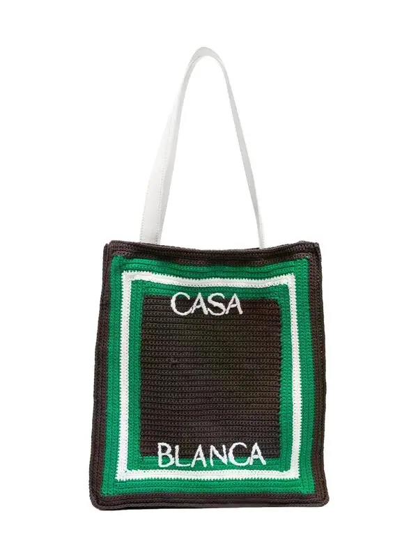 Casablanca Logo-embroidered Crochet Tote Bag - Brown