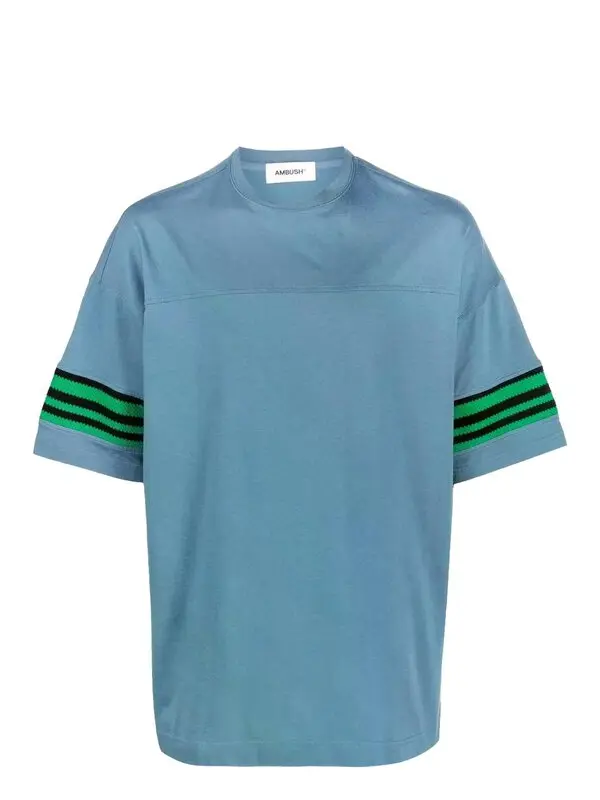 AMBUSH Logo-patch Stripe Detail T-shirt - Blue