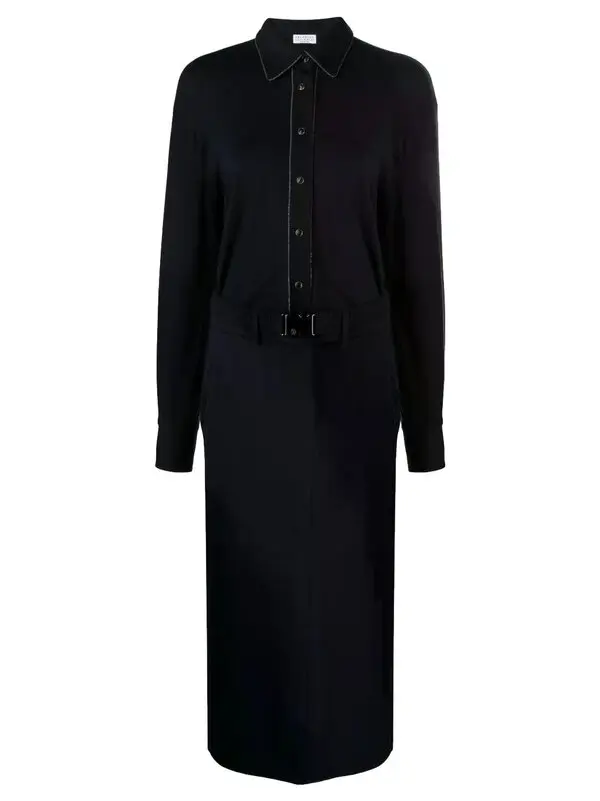 Brunello Cucinelli Monili Chain-embellished Shirt Dress - Blue