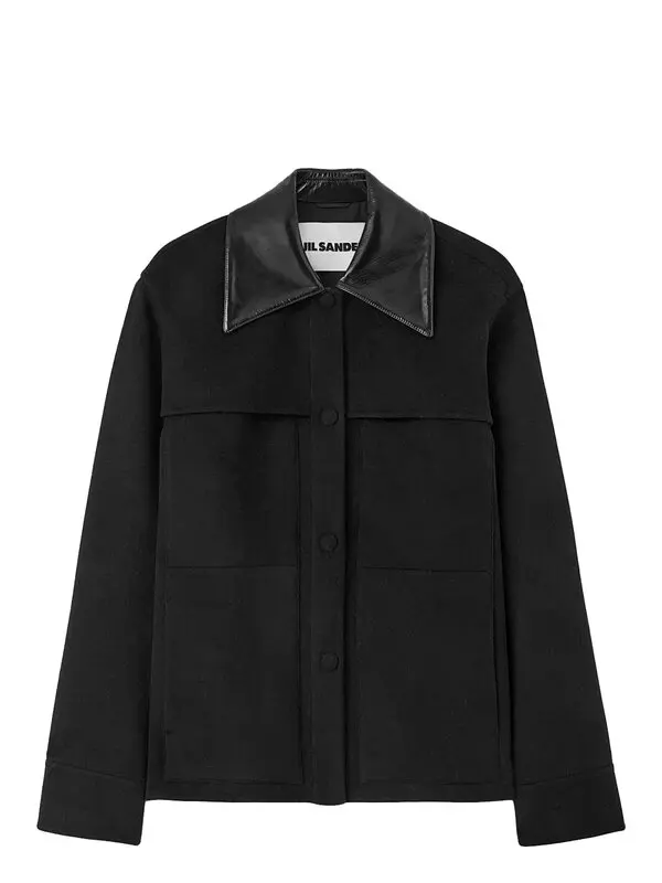 JIL SANDER Cutaway-collar Wool Shirt Jacket - Black