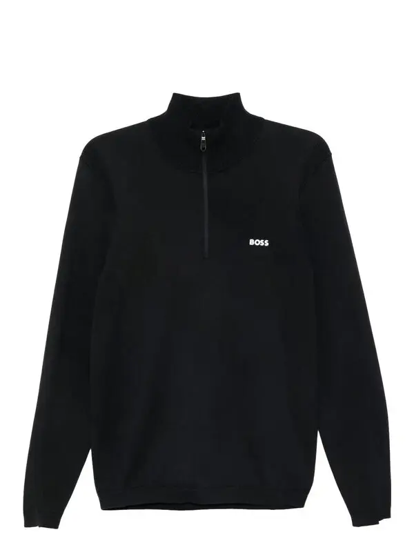 BOSS Logo-print High-neck Jumper - Blue