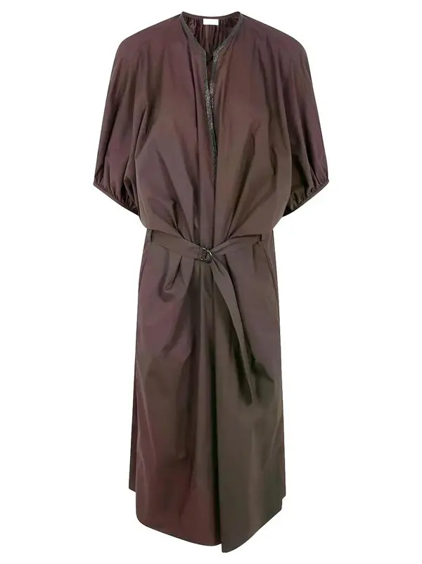 Brunello Cucinelli Crystal-embellished Midi Dress - Brown
