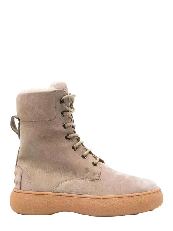 TOD'S Logo-debossed Combat Boots - Neutrals