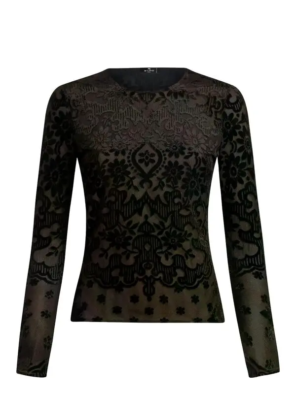 Etro Tulle And Jacquard Velvet Top - Black