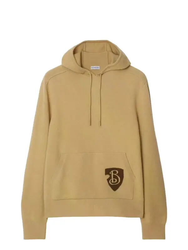 Burberry Intarsia-knit Logo Wool-blend Hoodie - Neutrals