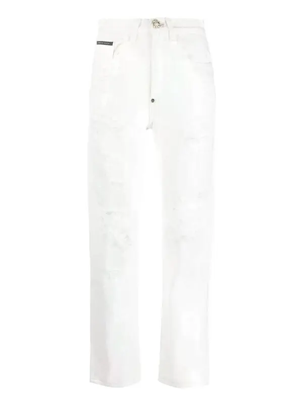 Philipp Plein Paillettes Mom-fit Distressed Jeans - Neutrals