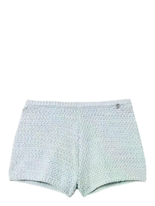 TWINSET Textured Knit Thigh-length Shorts With Logo - Grey