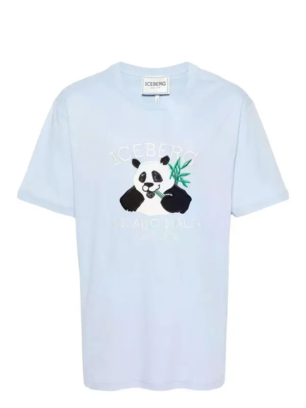 Iceberg Embroidered-logo Cotton T-shirt - Blue