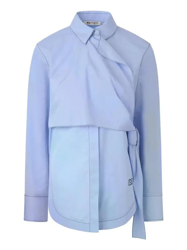 Ports 1961 Side Wrap Cotton Shirt - Blue