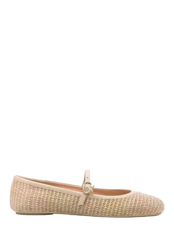 GIANVITO ROSSI Carla Raffia Ballet Flats - Neutrals