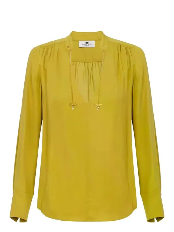 Elisabetta Franchi Logo-charm Georgette Blouse - Yellow