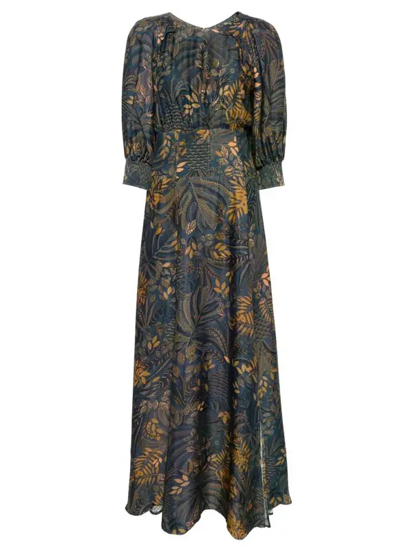 Farm Rio Dotted Forest Teal Maxi Dress - Blue