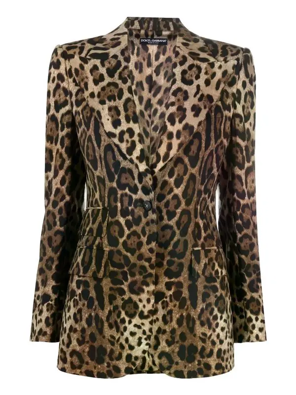 Dolce & Gabbana Leopard-print Single-breasted Blazer - Black