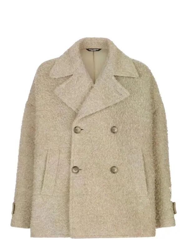 Dolce & Gabbana Double-breasted Brushed Peacoat - Neutrals