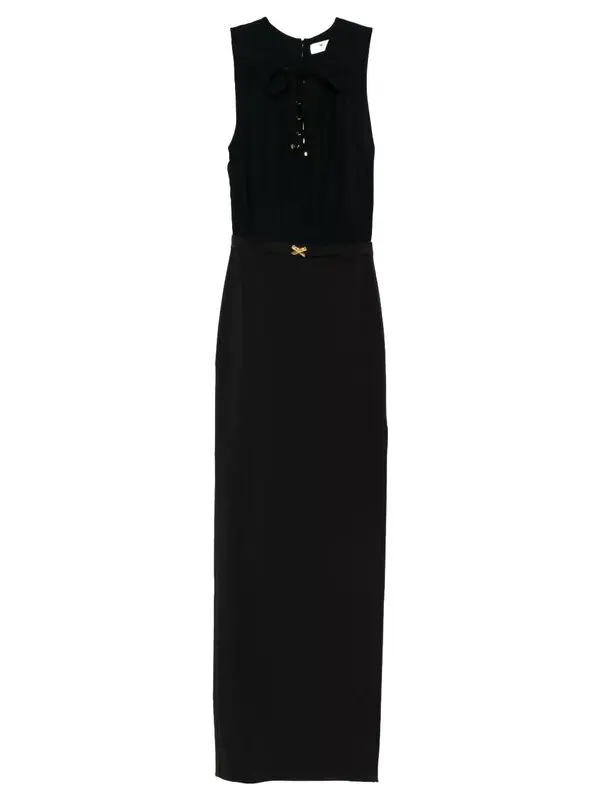 Elisabetta Franchi Lace-up Crepe Maxi Dress - Black