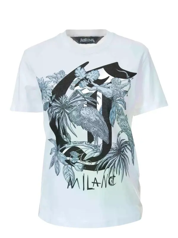 Just Cavalli Graphic Cotton T-shirt - White