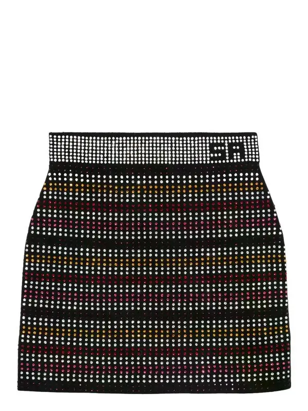 Sonia Rykiel Paris Rhinestone Striped Mini Skirt - Black