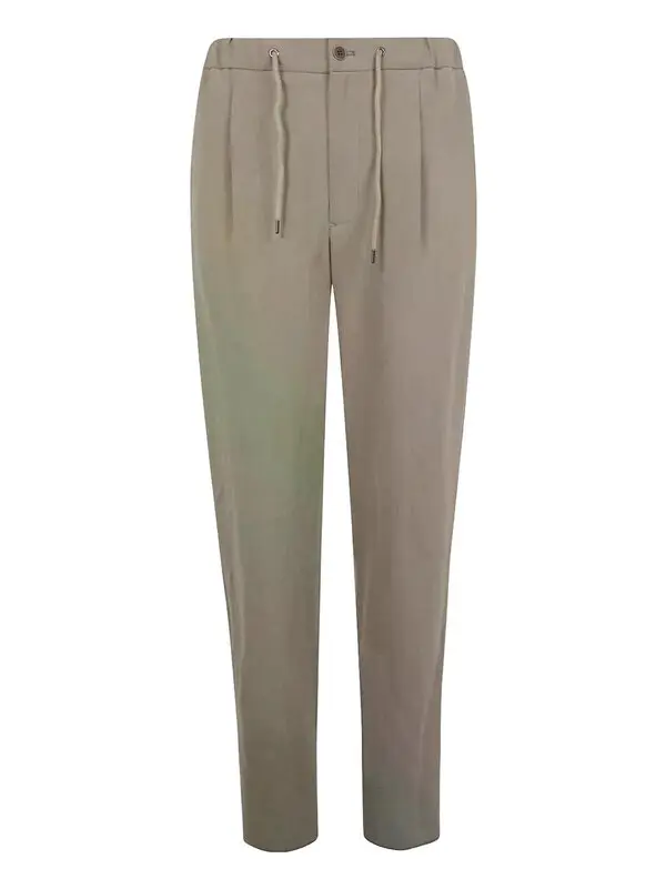 Giorgio Armani Pleat-detailing Linen Trousers - Neutrals