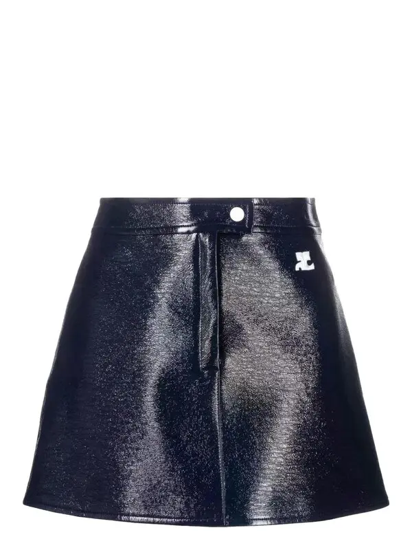 COURREGES Logo-patch Cotton Skirt - Blue