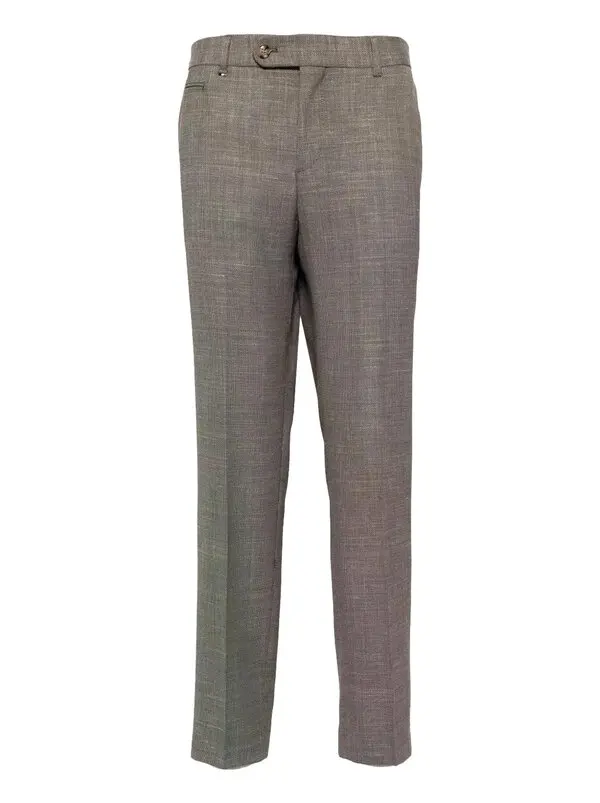BOSS Pressed-crease Tapered Trousers - Brown