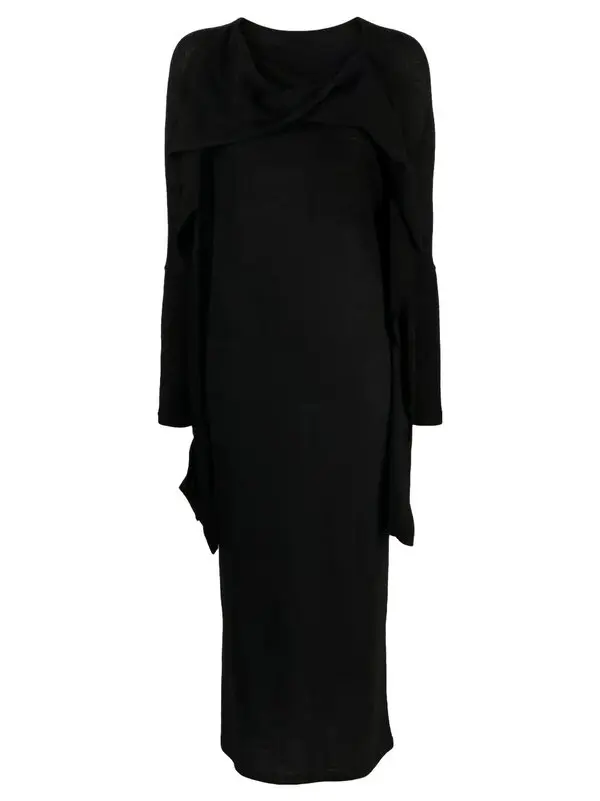 Yohji Yamamoto Twist-detail Wool Midi Dress - Black