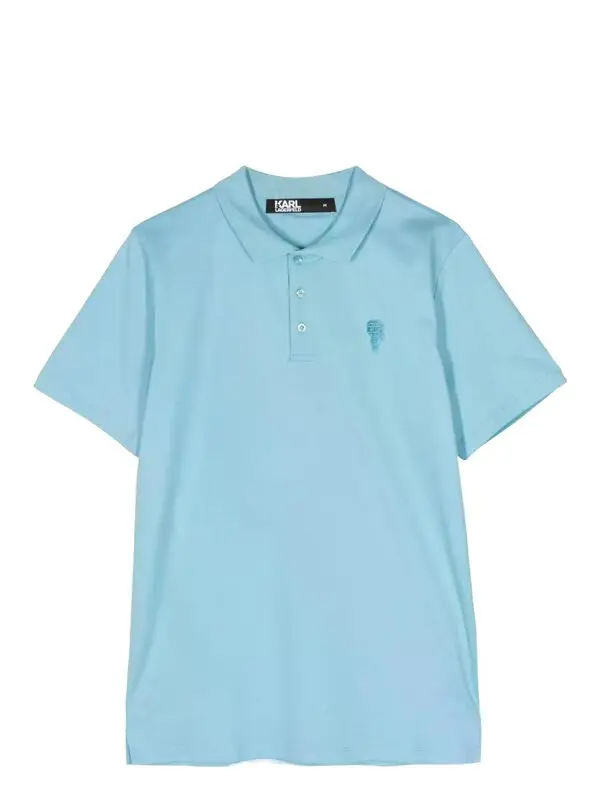 Karl Lagerfeld Ikonik Embroidered Polo Shirt - Blue