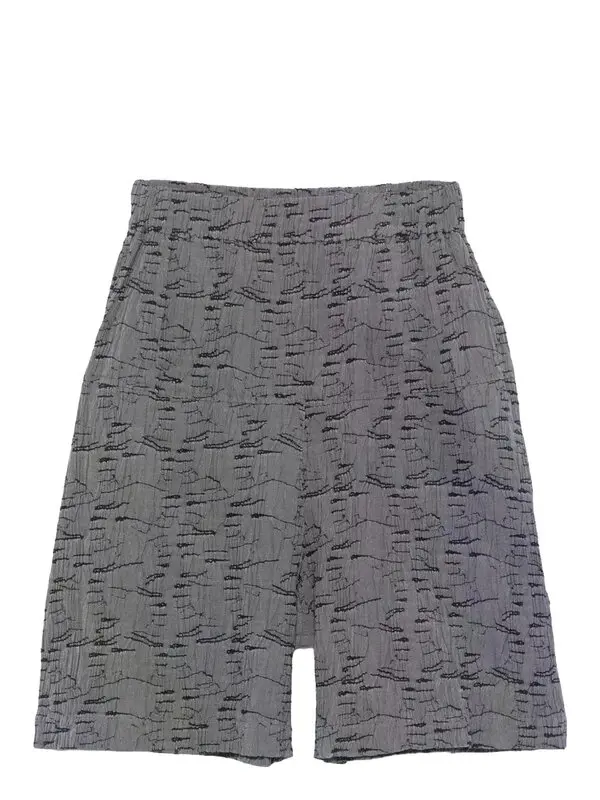 Henrik Vibskov Eclipse Shirred Seersucker Shorts - Grey