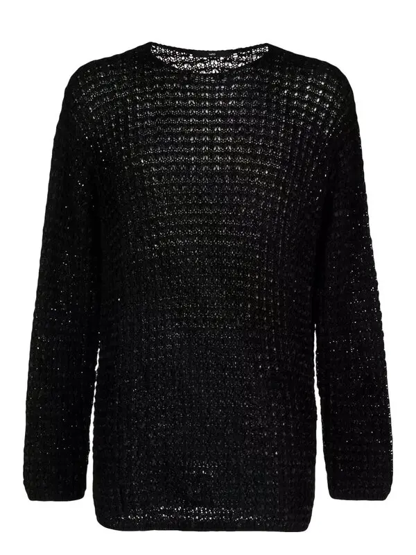 SAPIO Long-sleeved Open-knit Jumper - Black