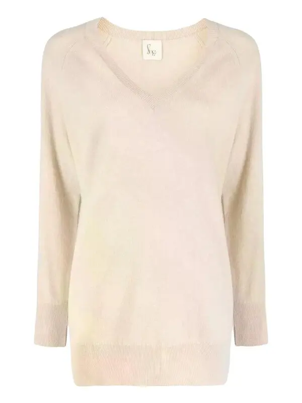 PAULA V-neck Cashmere Jumper - Neutrals