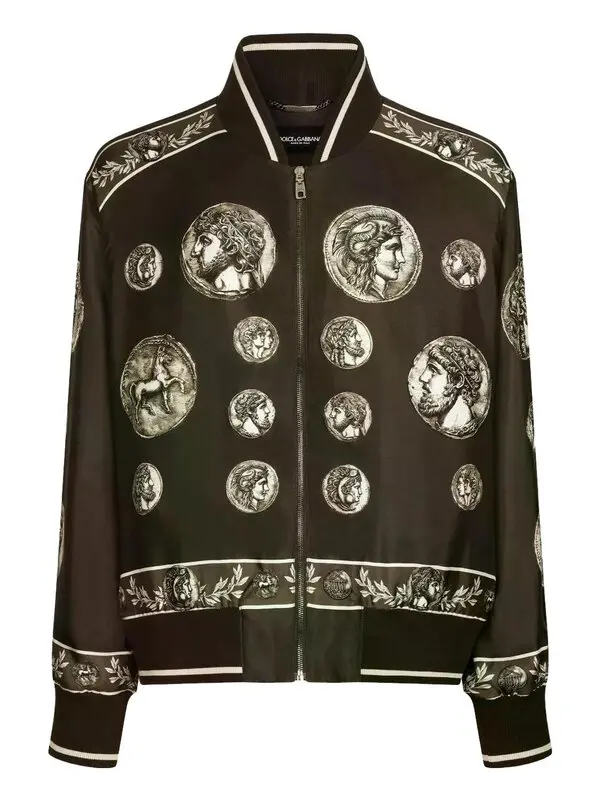 Dolce & Gabbana Graphic-print Long-sleeved Jacket - Brown