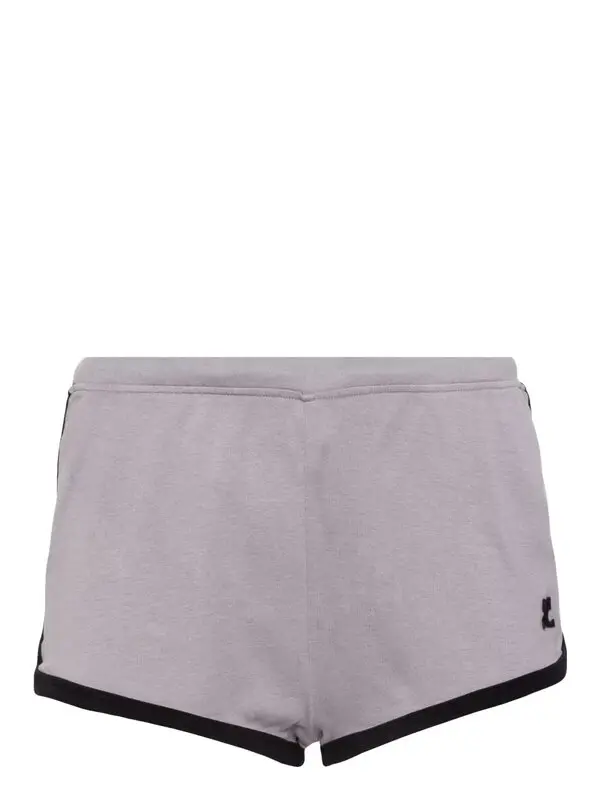COURREGES Contrast Cotton Mini Shorts - Grey