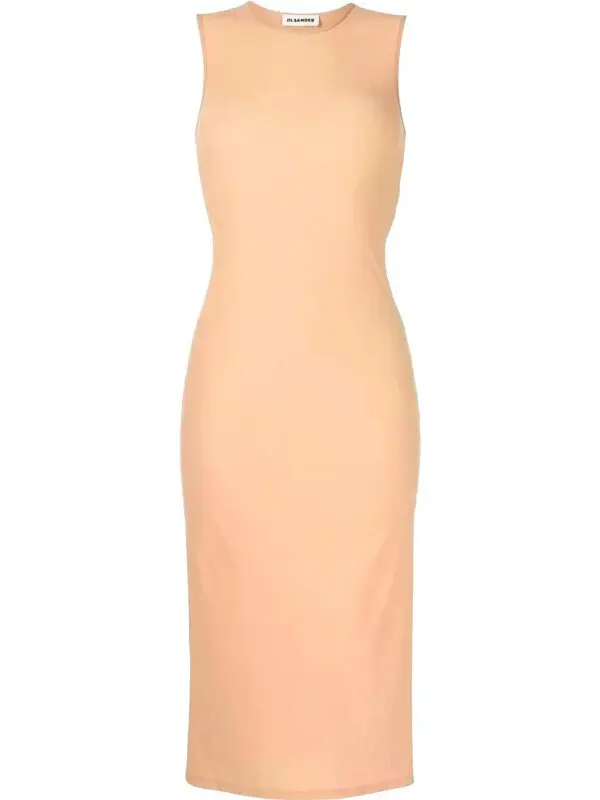 JIL SANDER Round-neck Sleeveless Midi Dress - Neutrals
