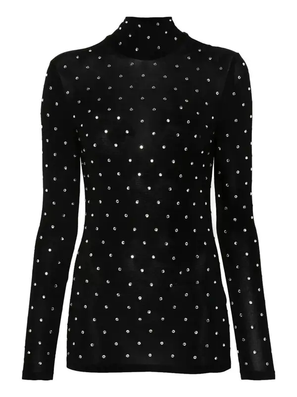Rabanne Gem-embellished High-neck Top - Black