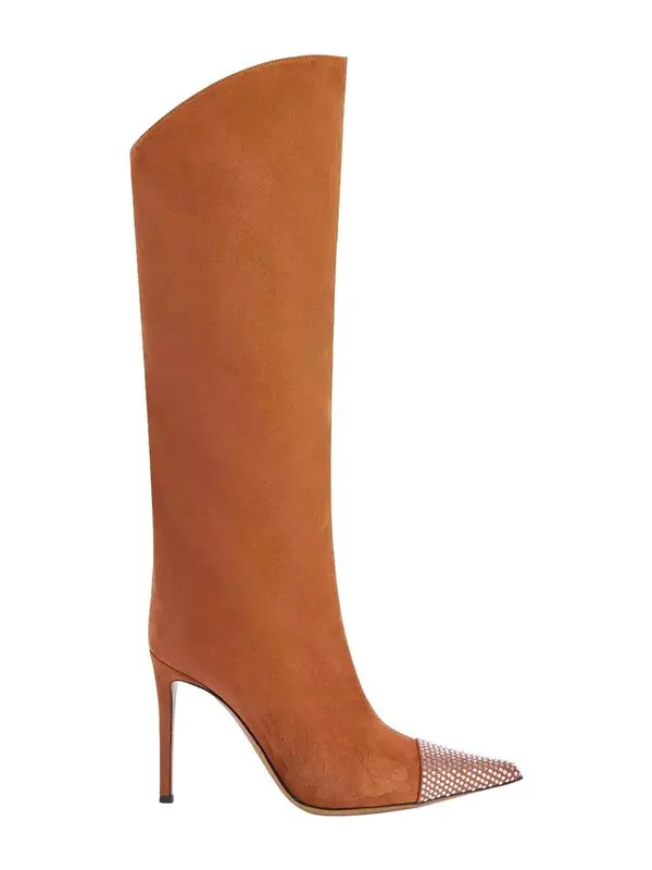 Alexandre Vauthier Crystal-embellished 105mm Boots - Brown