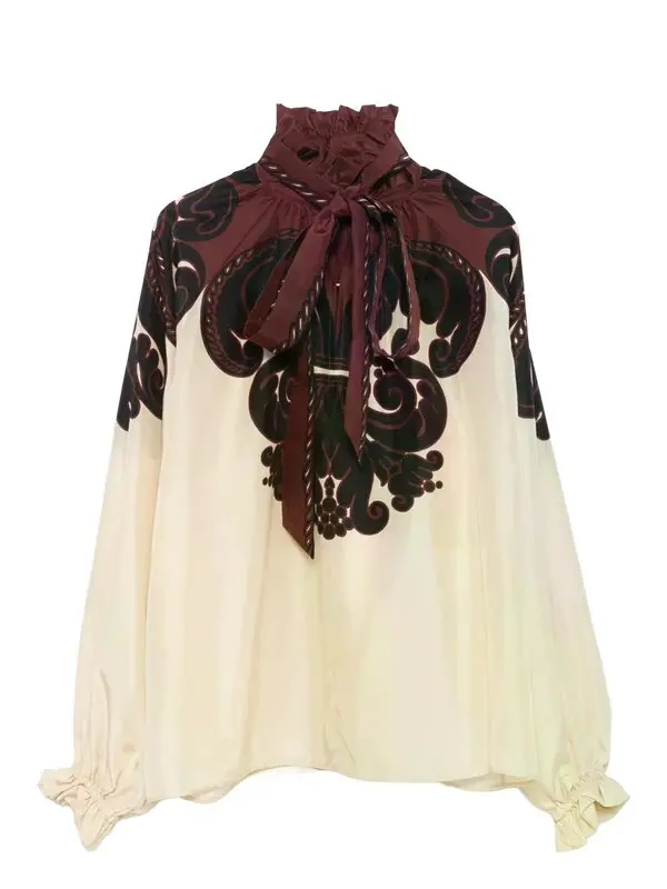 La DoubleJ Cerere Printed Silk Blouse - Neutrals