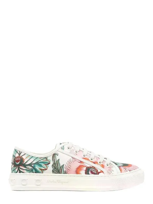 FERRAGAMO Papavero-print Low-top Sneakers - Neutrals
