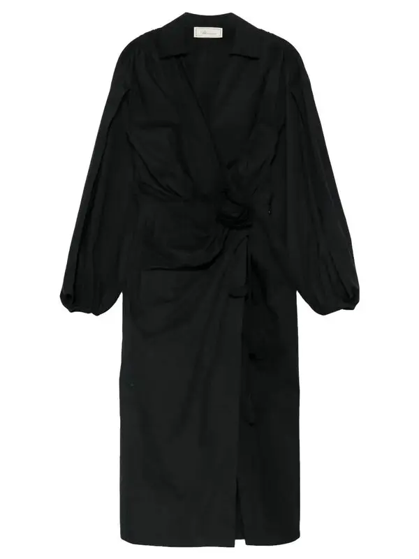 Blumarine Floral-appliqué Midi Dress - Black