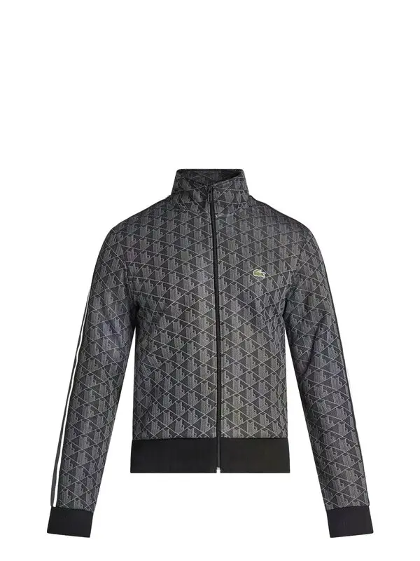 Lacoste Paris-monogram Zip-up Sweatshirt - Black