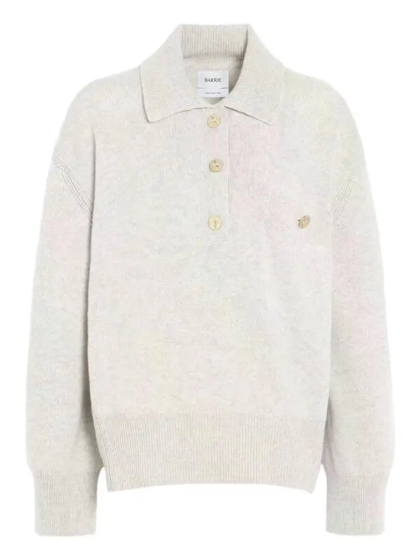 BARRIE Cashmere Polo Sweater - Grey