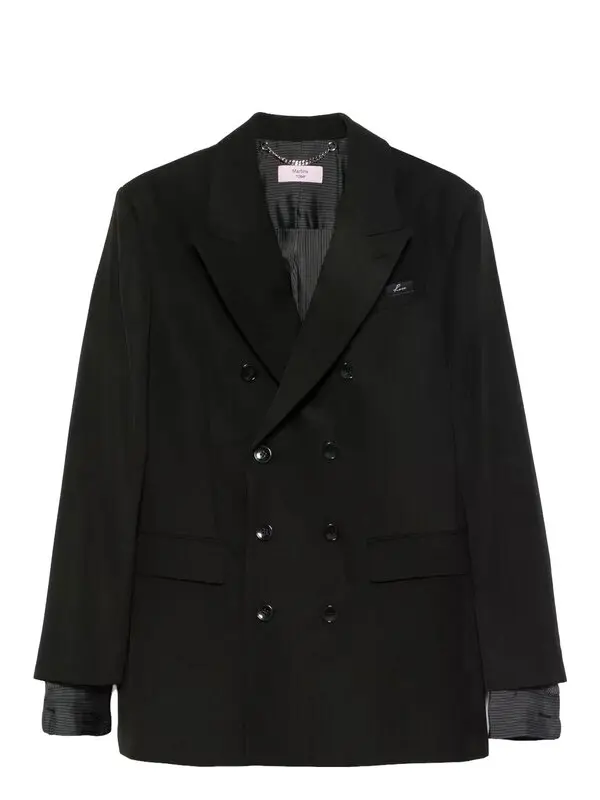 Martine Rose Double-breasted Pinstripe Wool-blend Jacket - Black