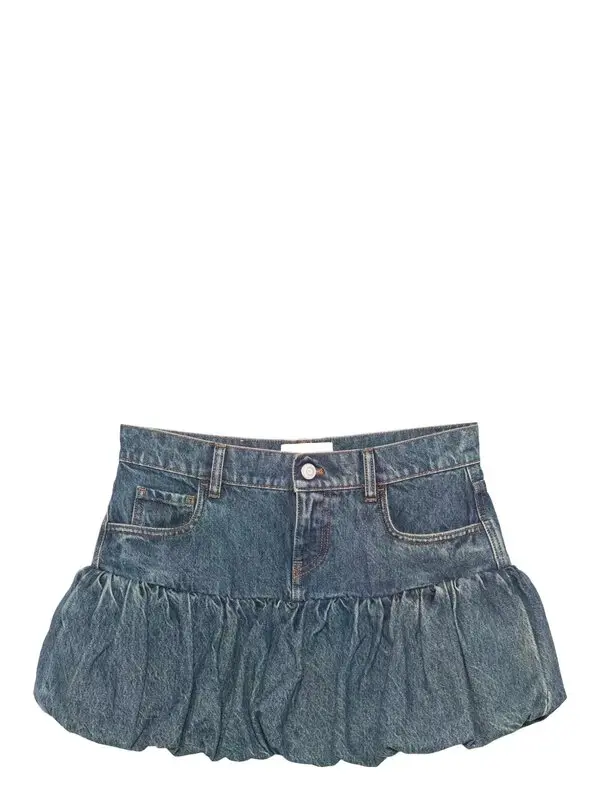 Coperni Gathered-hem Denim Mini Skirt - Blue