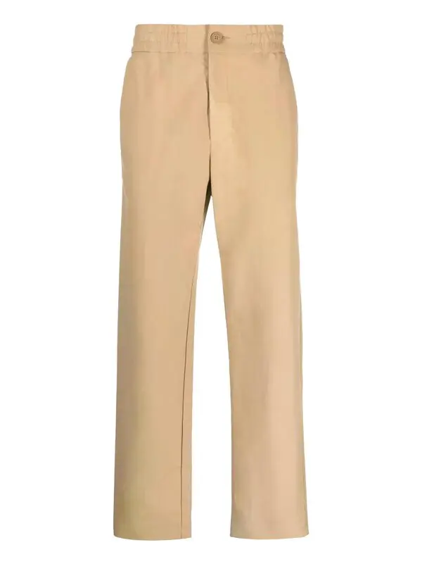 Versace Logo-patch Straight-leg Trousers - Neutrals
